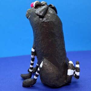 Small Black Dog With Curly Tail, Mixed Breed Labrador Pug, Papier-mache ...