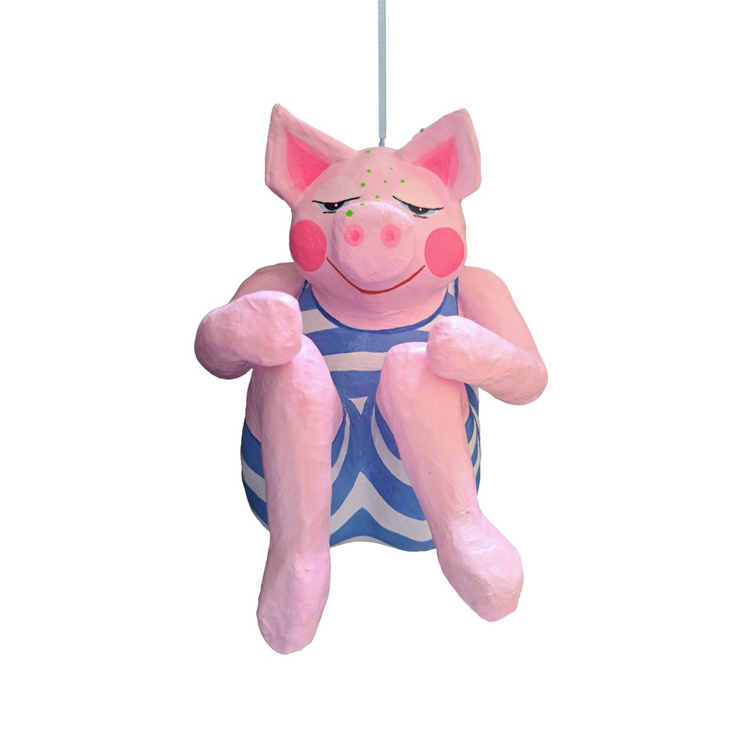 Decorative Piggy for Hanging, Papier-mache, Piggy Figure, Butt Bomb Pig ...