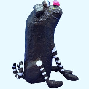 Small Black Dog With Curly Tail, Mixed Breed Labrador Pug, Papier-mache ...