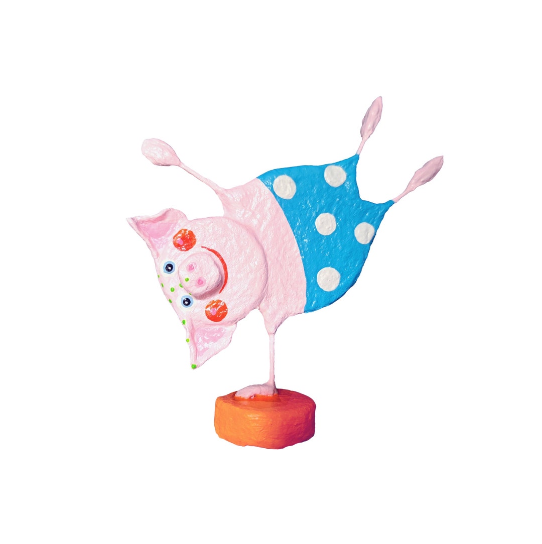 Gymnastic Lucky Pig, H Approx. 14 Cm, Paper Mache, Lucky Charm, Funny ...