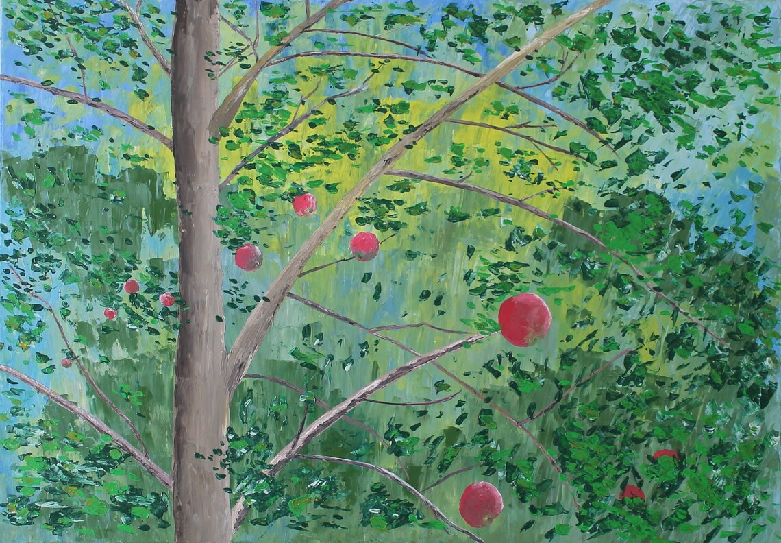 Apple Tree Original Hand Painted Picture Acrylic on Canvas - Etsy