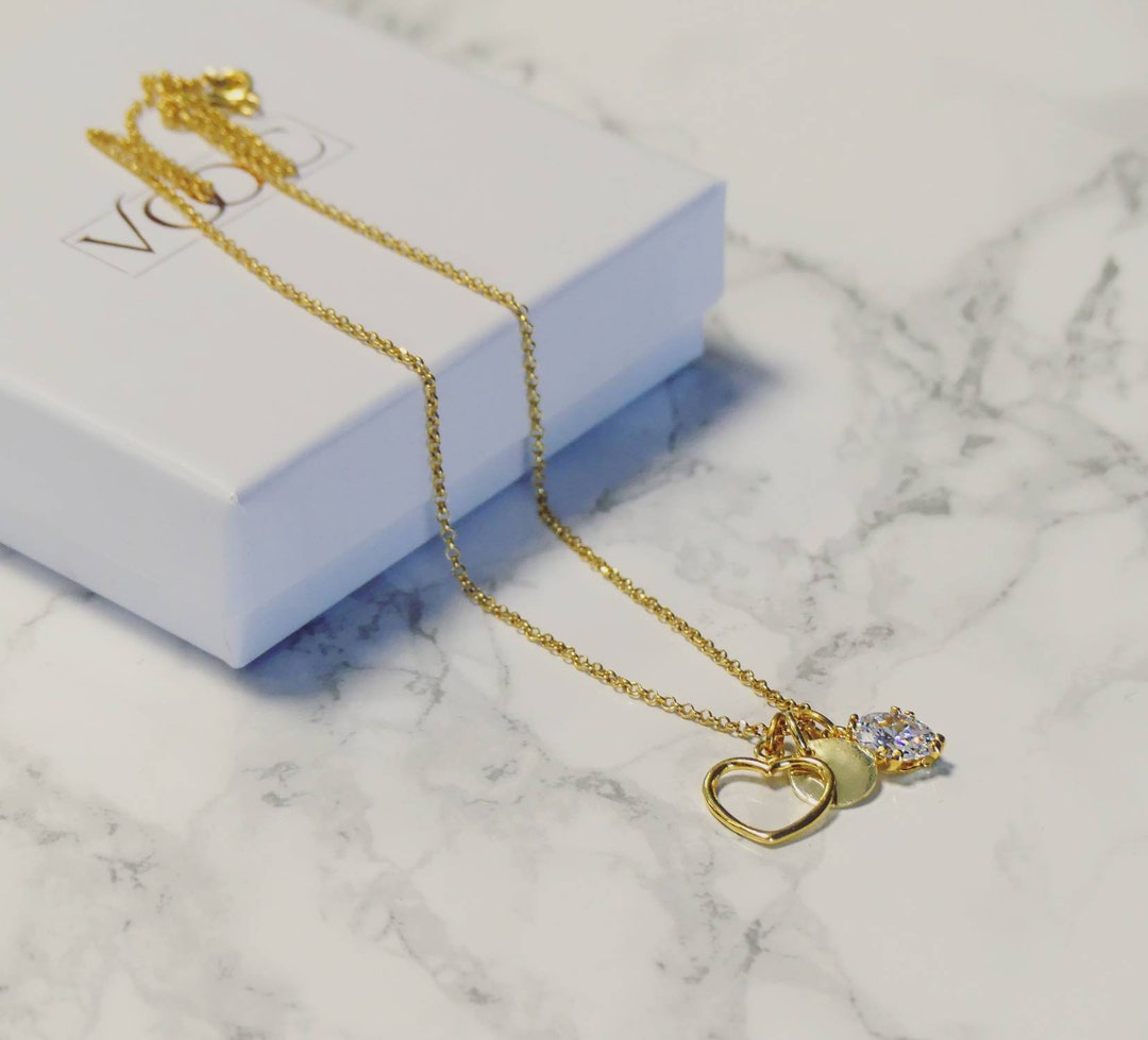 Initials Chain 925 Sterling Silver Gilded Zirconia - Etsy Singapore