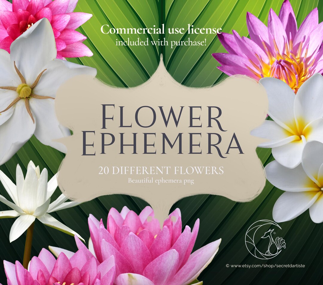 Flower Ephemera Pack 20 Flower Clip Art for Commercial Use - Etsy