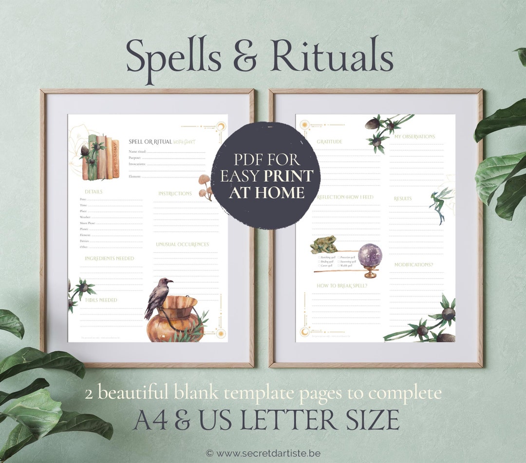 Spell and Rituals Printable Book of Shadows Printable Pages Spell ...