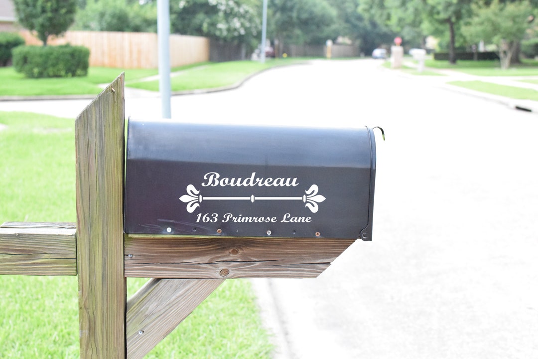 Fleur-de-lis Baton Post Mount/house Mount Mailbox Address Vinyl Decal ...