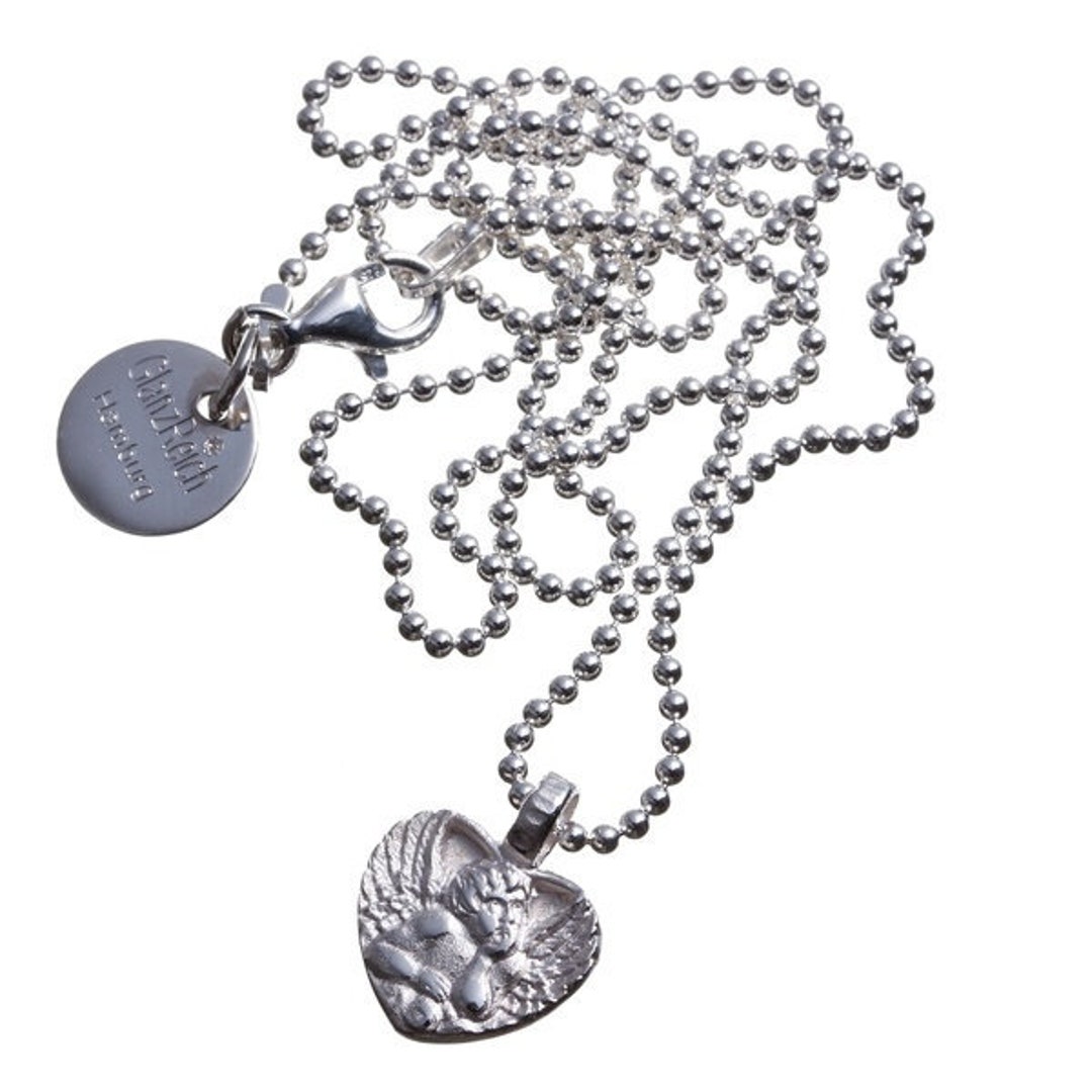 Guardian Angel in Heart Shape With Engraving and Necklace 925 - Etsy