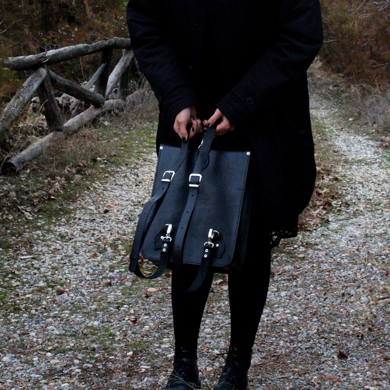 Wednesday Addams Inspired Handmade Black Leather Backpack / - Etsy