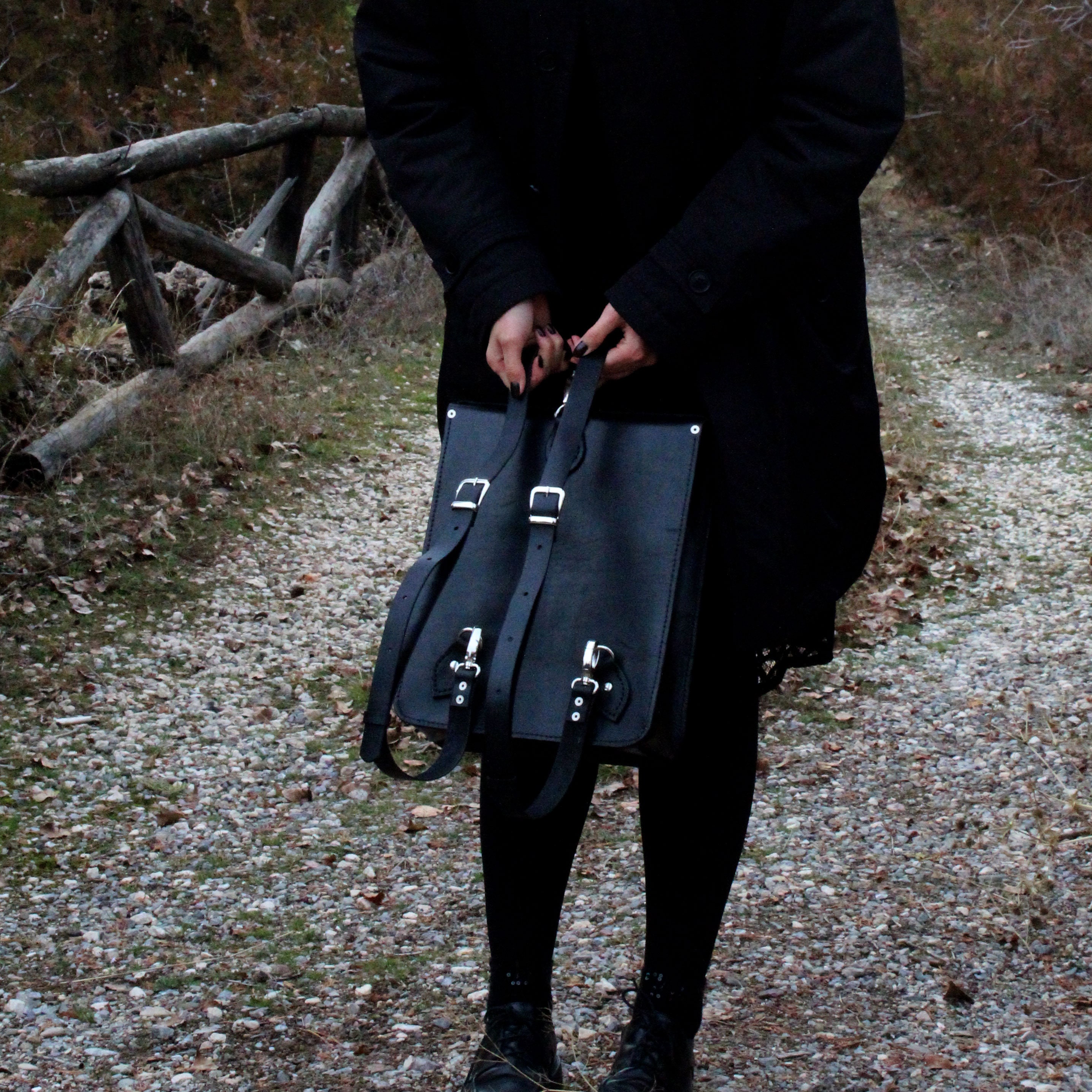 Wednesday Addams Inspired Handmade Black Leather Backpack / - Etsy