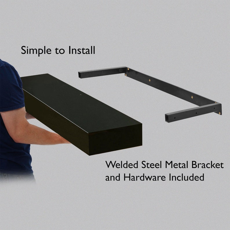 Alpha Large Floating Concealment Shelf in Black Finish W/ RFID - Etsy