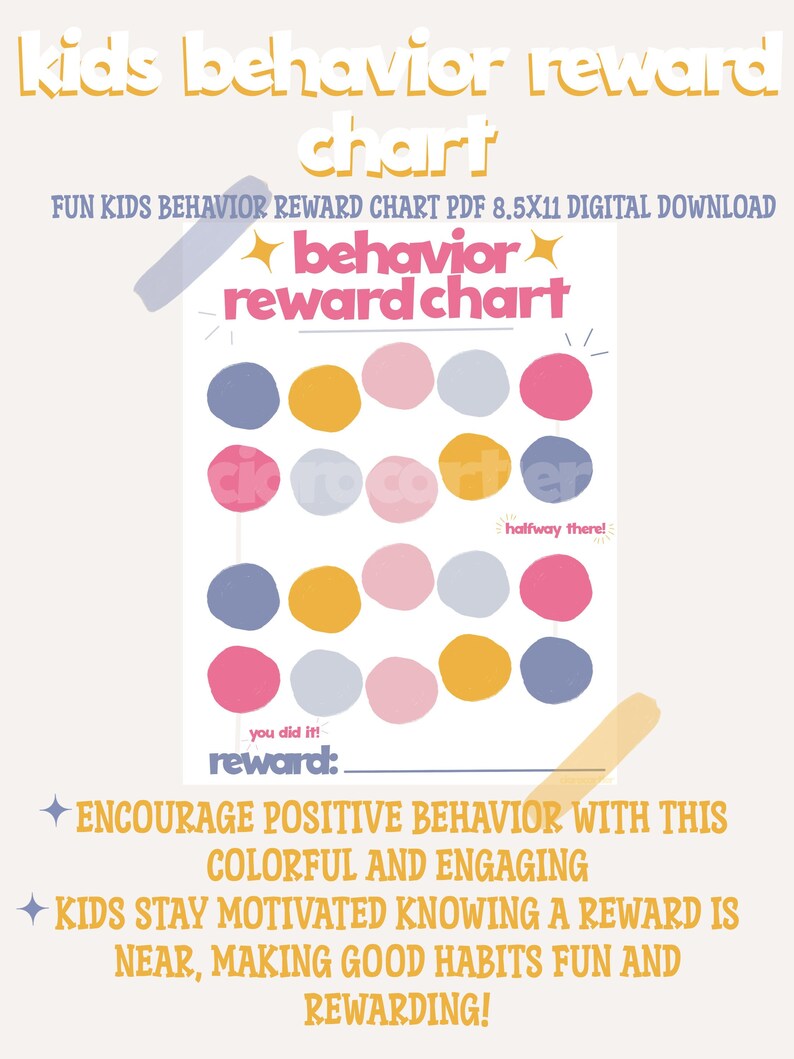Kids Behavior Reward Chart PDF | Fun 8.5x11 Digital Download ...