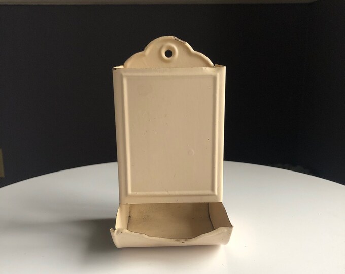 Vintage Metal Bone Off-white Matchstick Matchbox Holder Wall Mount ...