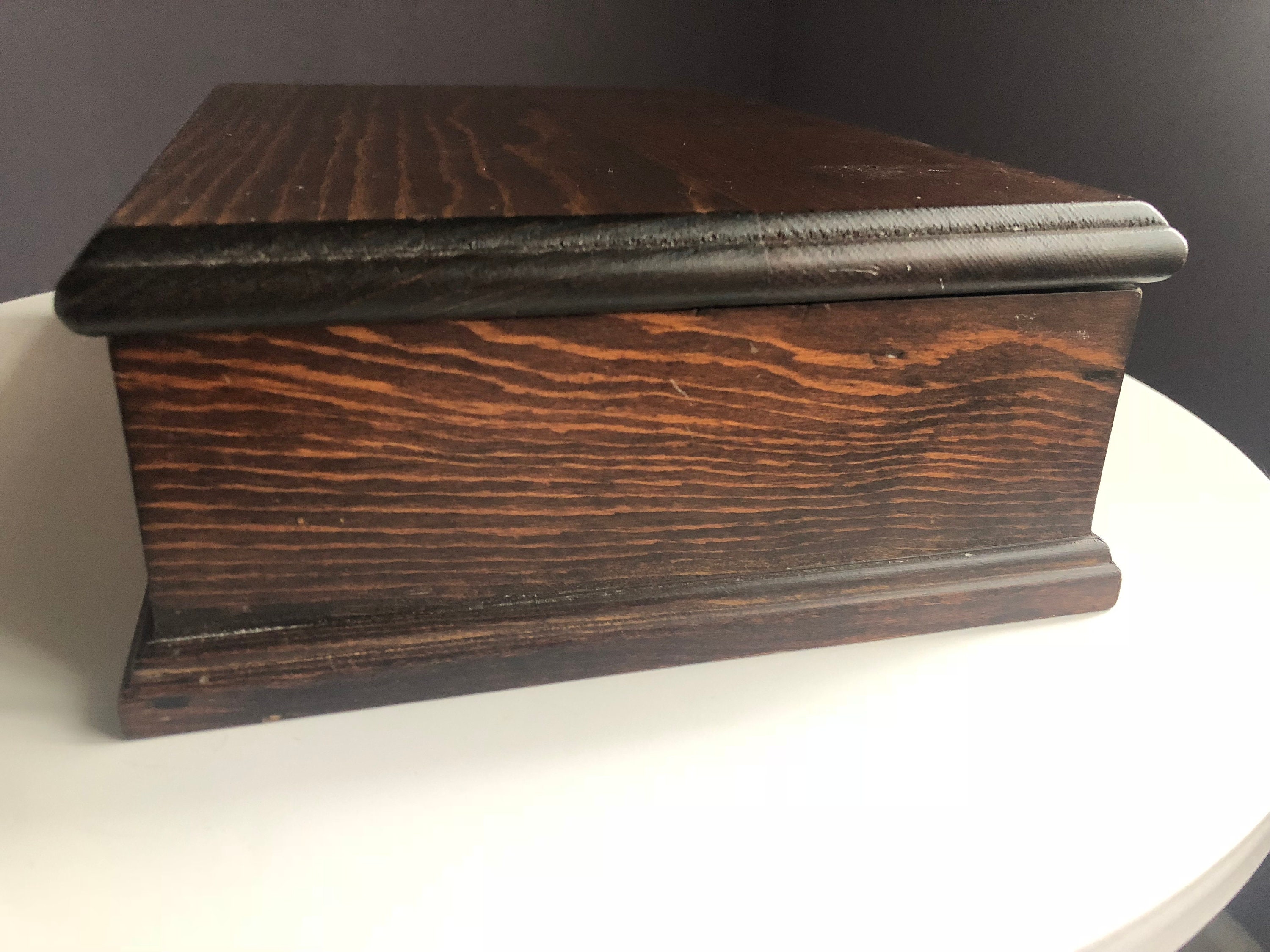 Vintage Dark Oak Wood Jewelry Box Three Mountaineers Inc. - Etsy