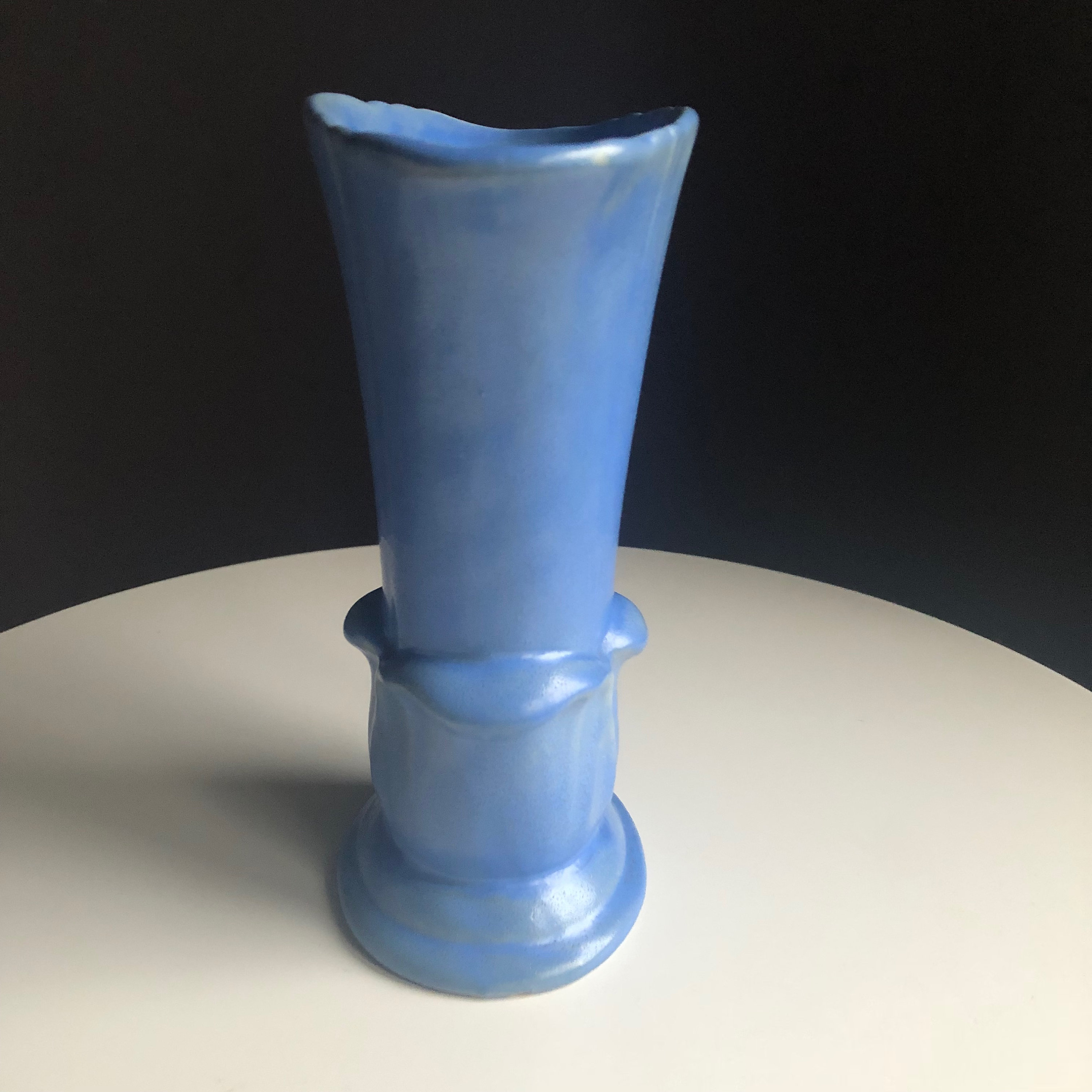 Vintage Blue Morning Glory Fan-shaped Vase - Etsy