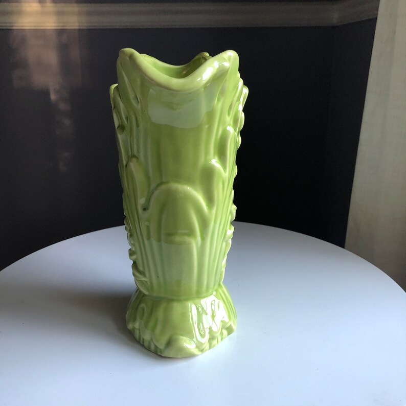 Vintage Lime Green Floral Motif Vase - Etsy