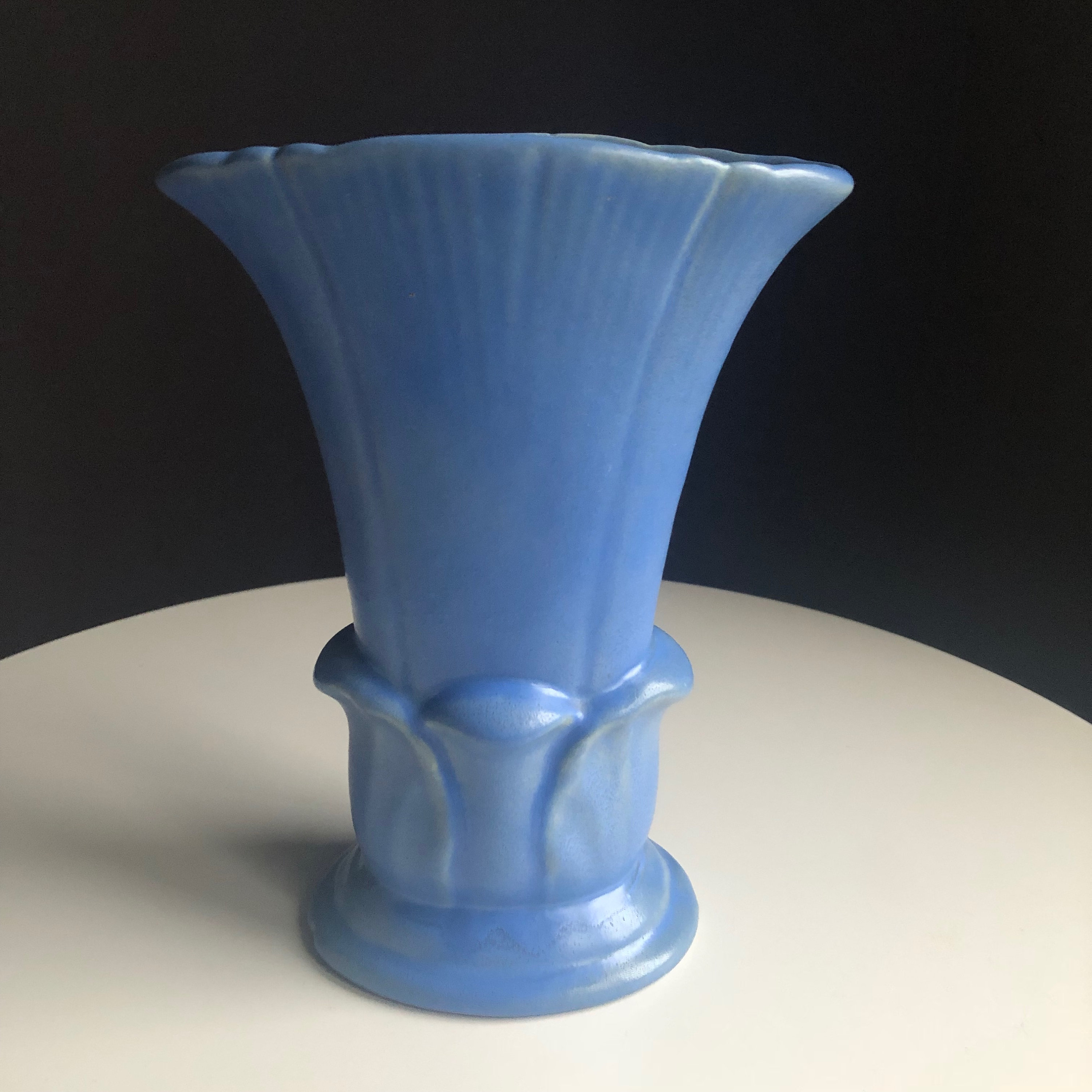 Vintage Blue Morning Glory Fan-shaped Vase - Etsy