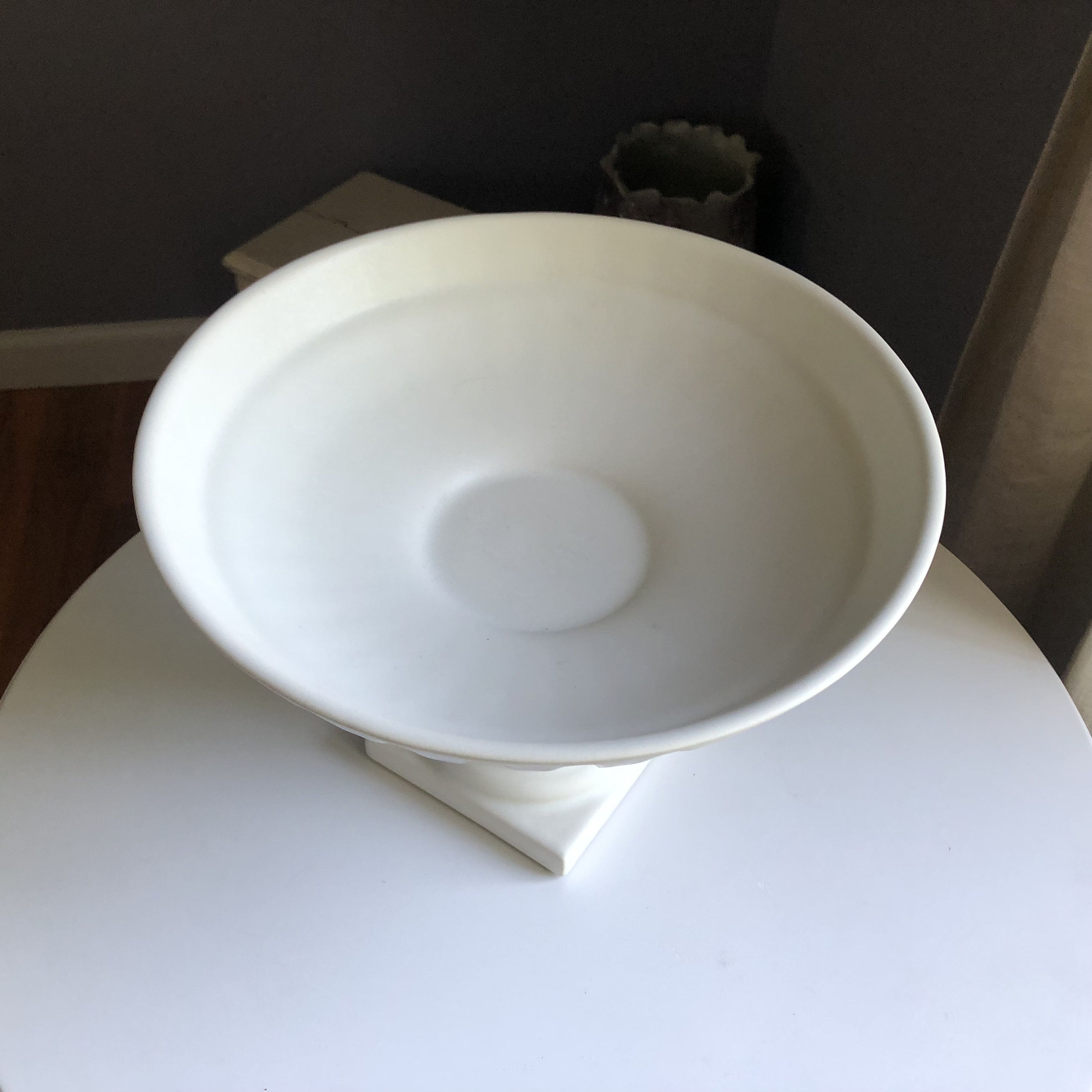 Vintage Hyalyn Porcelain Matte White Compote Bowl With Pedestal - MCM ...