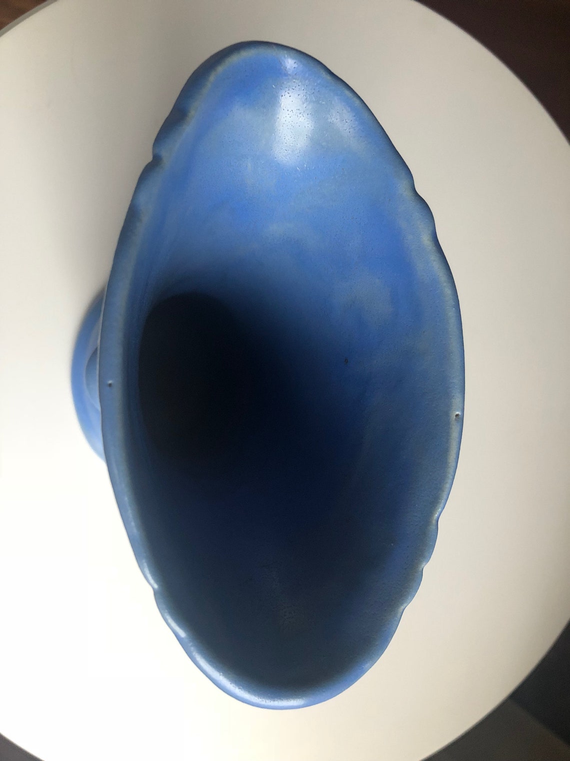 Vintage Blue Morning Glory Fan-shaped Vase | Etsy
