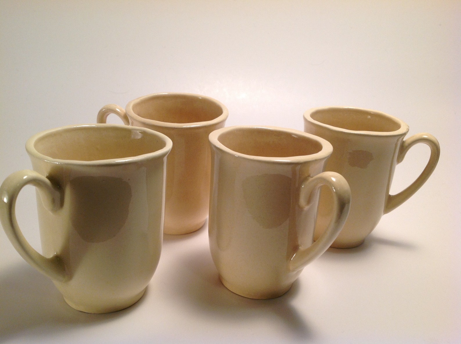 Vintage Pale Yellow 70s Studio Pottery Chocolate Pot Demitasse Set With ...