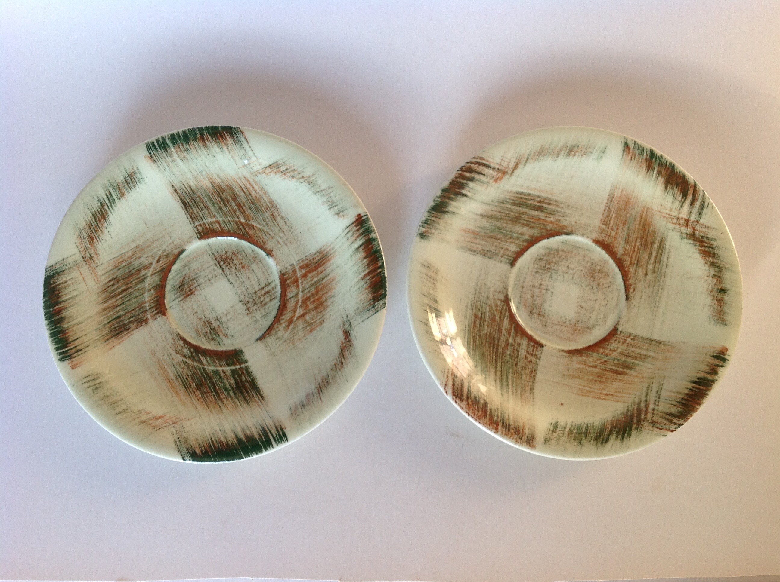 Vintage Vernonware Raffia Pattern Five Saucers Vernon Mills Hand ...