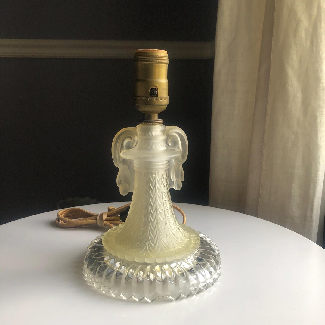 Vintage Clear Glass Boudoir Tabletop Lamp - Etsy