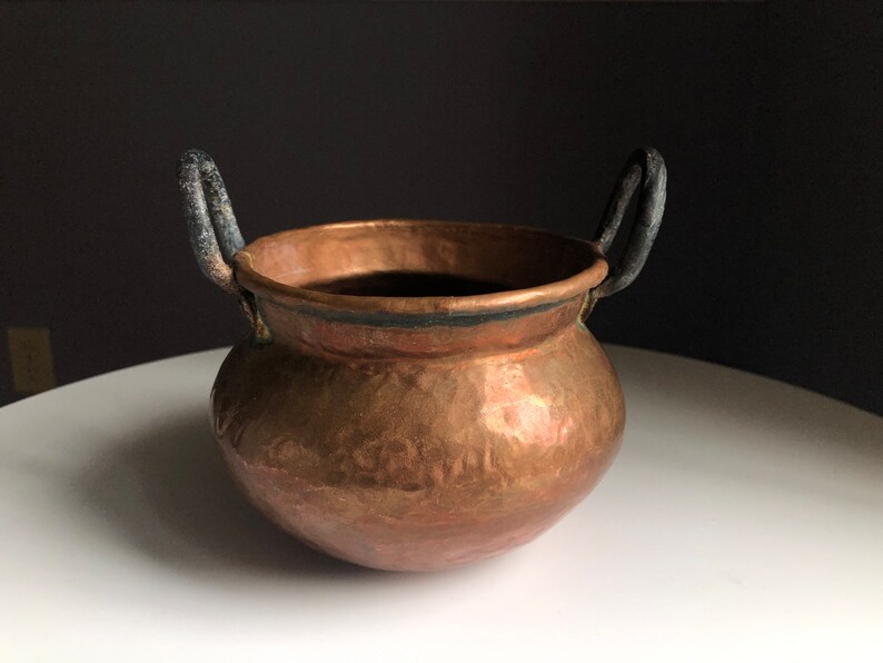 Antique Hammered Copper Pot Two Handle Round Copper Pot - Etsy