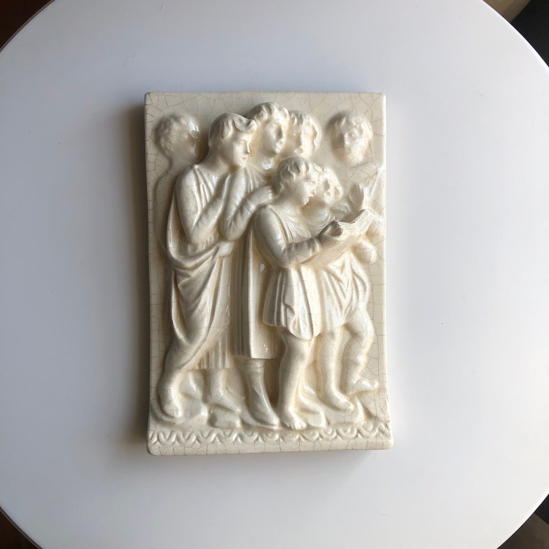 Vintage Italian Ceramic Tile Wall Hanging Choral Singers Della Robbia ...