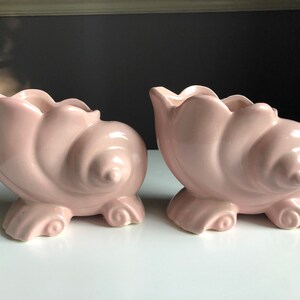 Vintage Pink Shell Nautilus Conch Planter Pair - Etsy