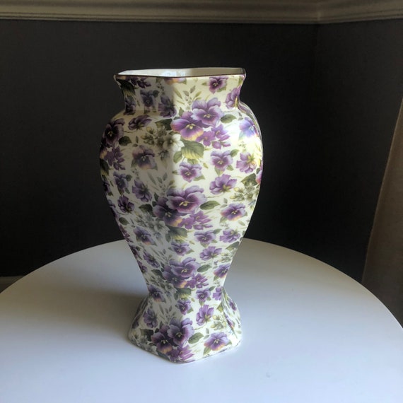 Vintage Crown Burslem Chintz Violets Vase Gilded England - Etsy