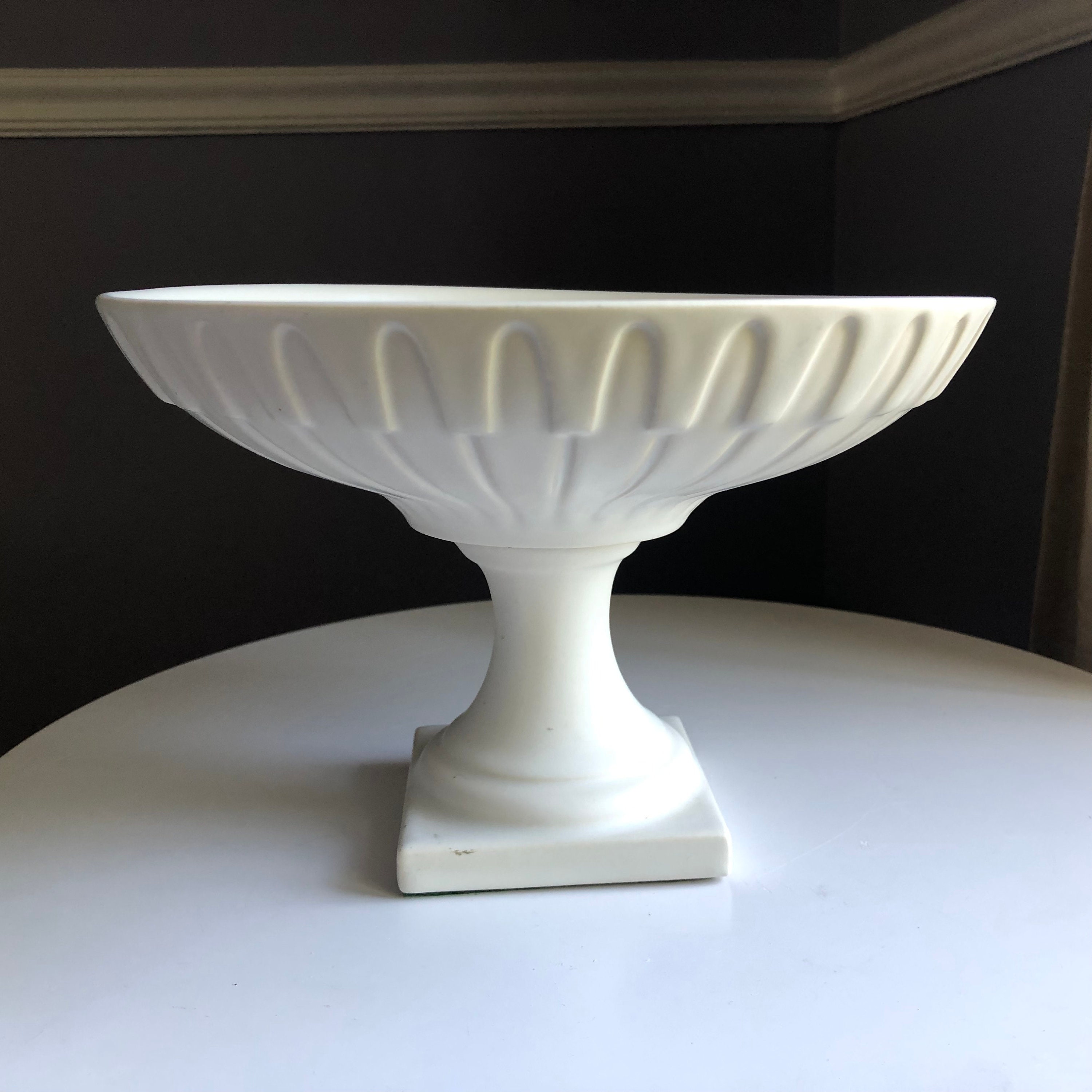 Vintage Hyalyn Porcelain Matte White Compote Bowl With Pedestal - MCM ...