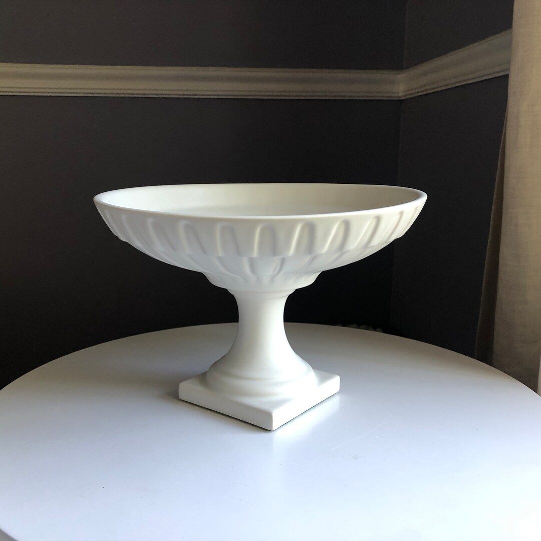 Vintage Hyalyn Porcelain Matte White Compote Bowl With Pedestal - MCM ...