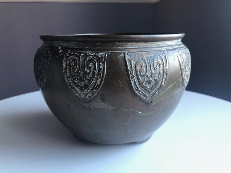 Antique Brass Jardiniere Planter Shield Motif Three-foot - Etsy