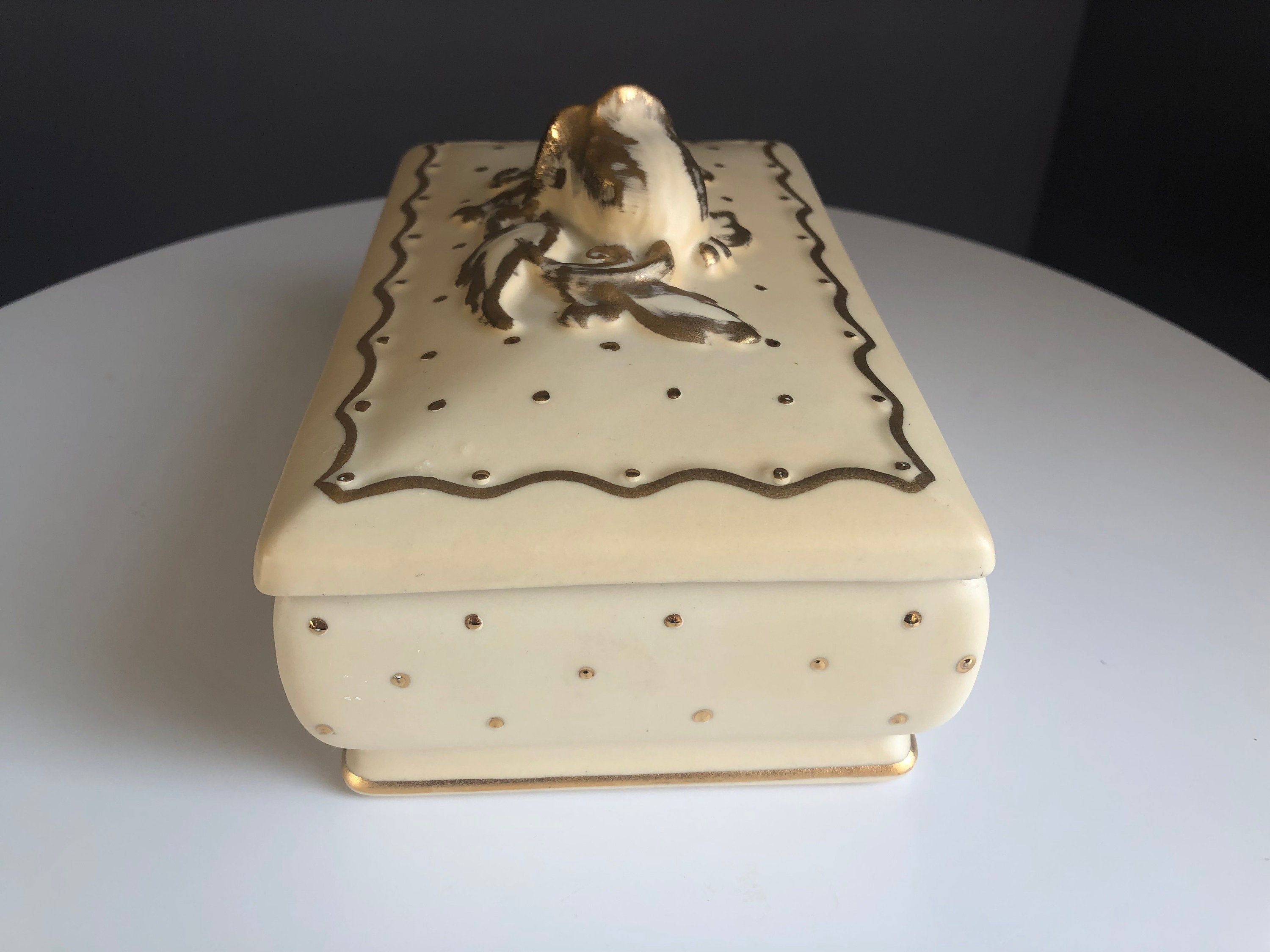 Vintage Porcelain Cigarette Box and Trays Cream With Gilded | Etsy