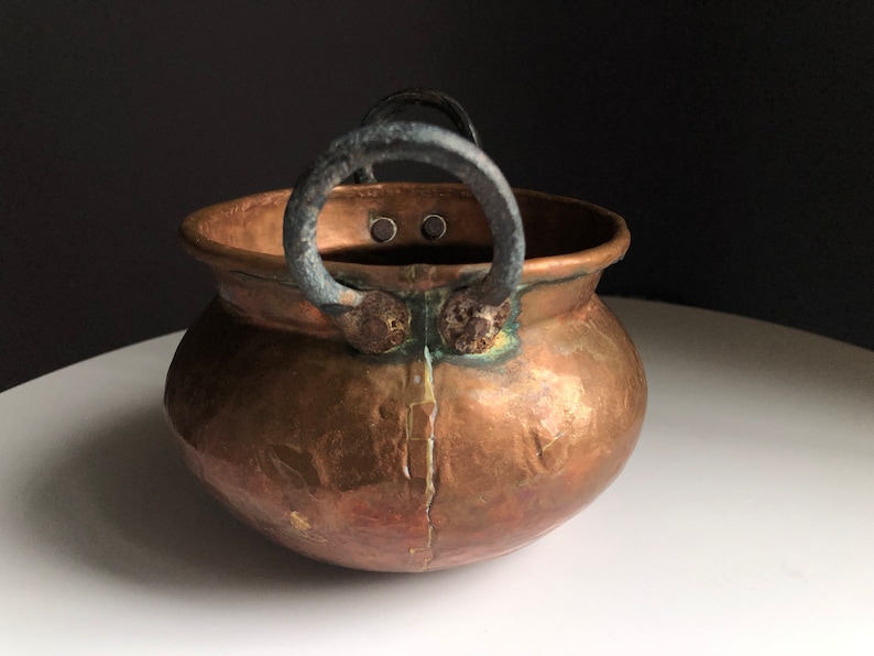 Antique Hammered Copper Pot Two Handle Round Copper Pot - Etsy