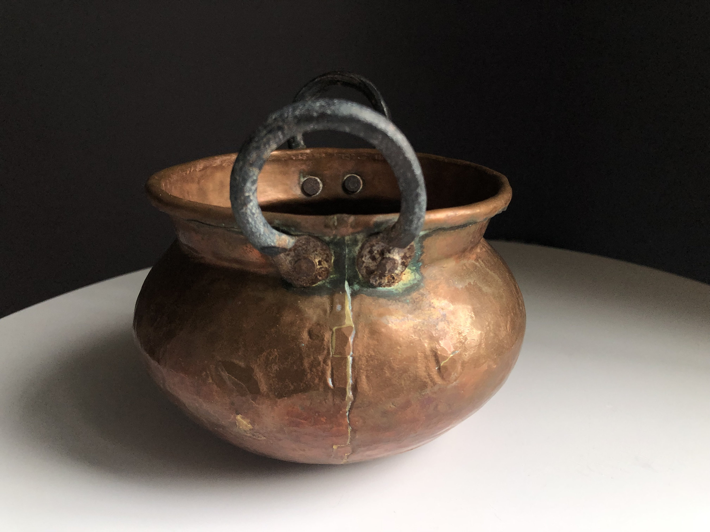 Antique Hammered Copper Pot Two Handle Round Copper Pot - Etsy