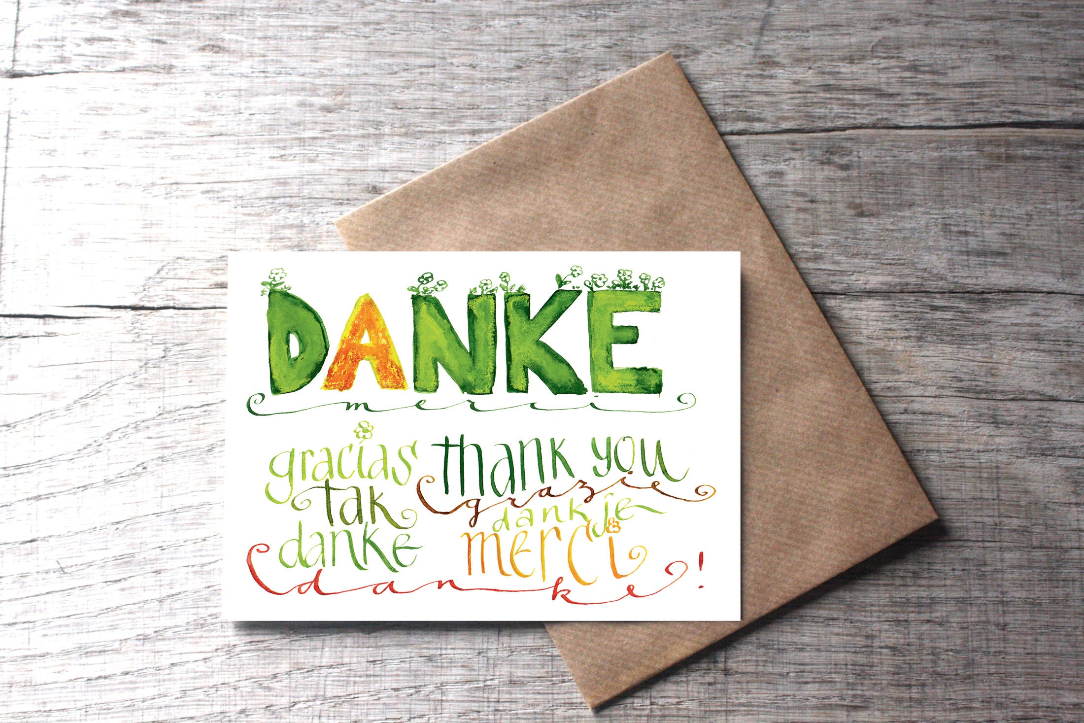Folded Card THANK YOU / Acknowledgement Card With Envelope DIN A6 ...