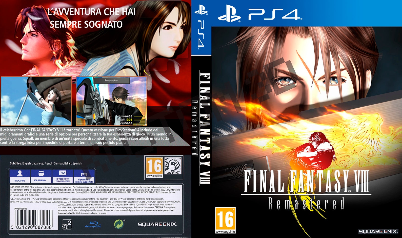 Custom Playstation 4 Cover Final Fantasy VIII Remastered - Etsy