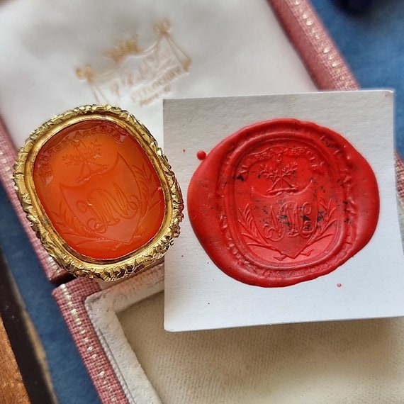 Antique 18ct Gold Carnelian Scottish Seal Statement R… - Gem
