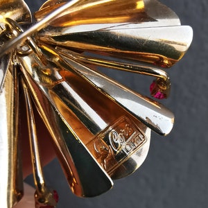 Vintage 10kt Coro Moonstone & Ruby Fan Brooch - Etsy