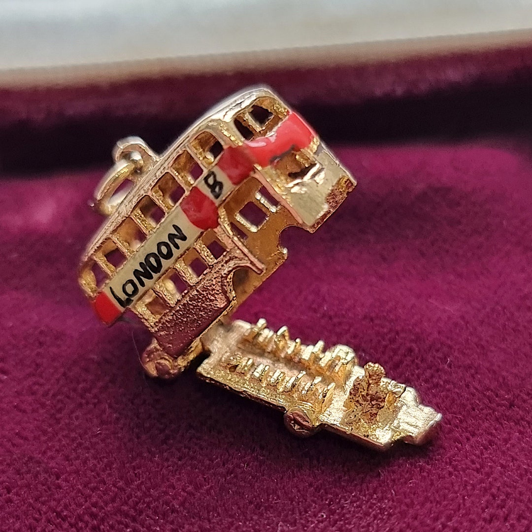 Vintage 9ct Gold London Bus Charm - Etsy