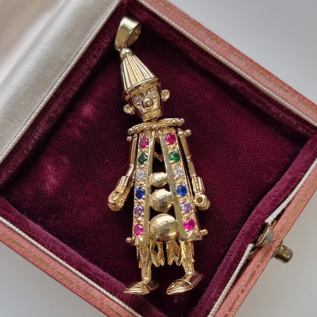 Vintage 9ct Gold Articulated Clown Pendant - Etsy