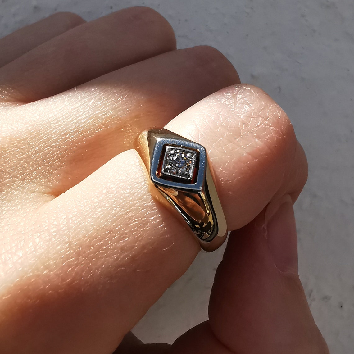Vintage 18ct Gold Single Stone Old-cut Diamond Ring - Etsy
