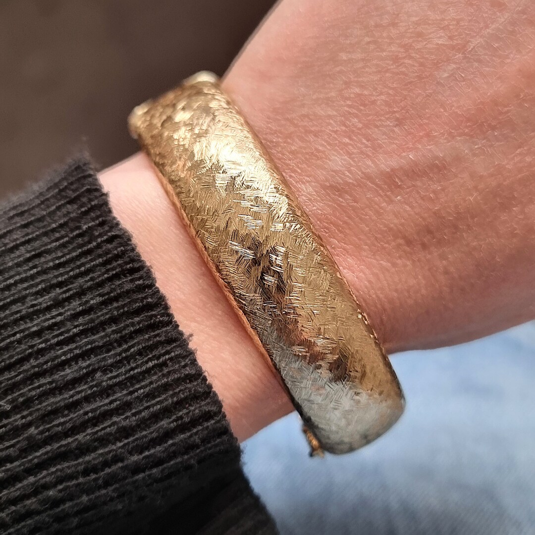 Vintage 9ct Gold Crosshatch Bangle, Hallmarked Birmingham 1971 - Etsy