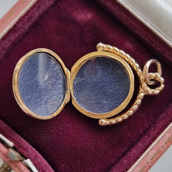 Vintage 9ct Yellow Gold Old Cut Diamond Swivel Locket - Gem
