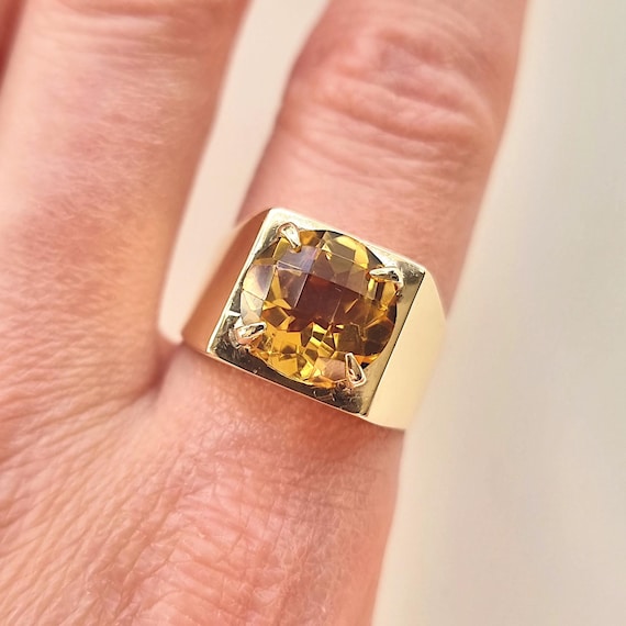 Vintage 9ct Gold Citrine Dress Ring Hallmarked Birmingham 1972 Etsy
