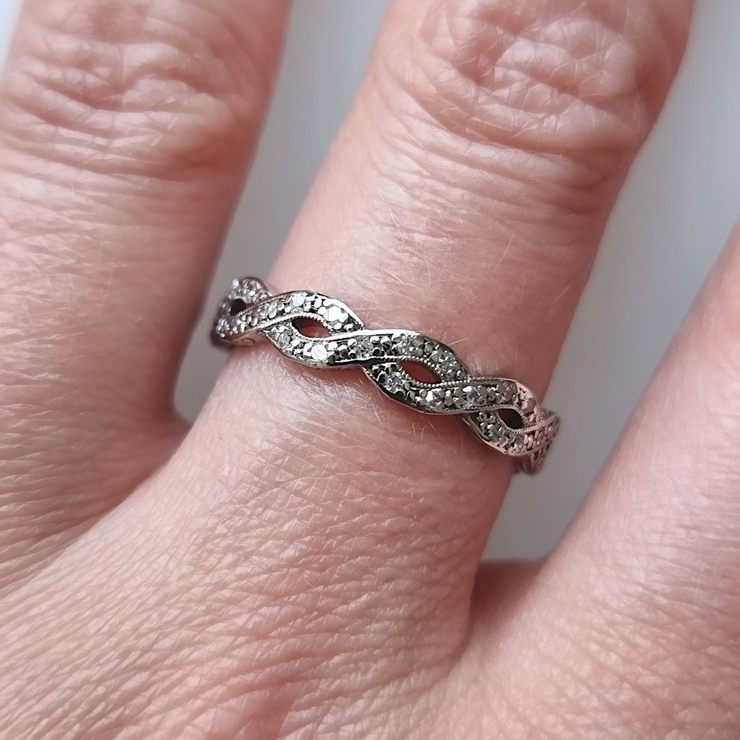 Art Deco Platinum Diamond Crossover Full Eternity Ring - Etsy