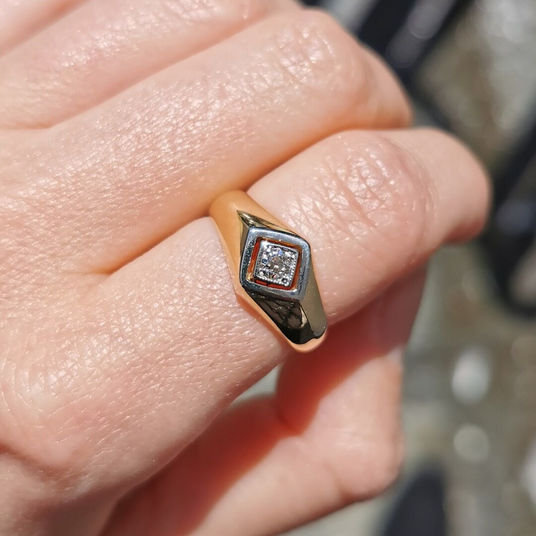 Vintage 18ct Gold Single Stone Old-cut Diamond Ring - Etsy