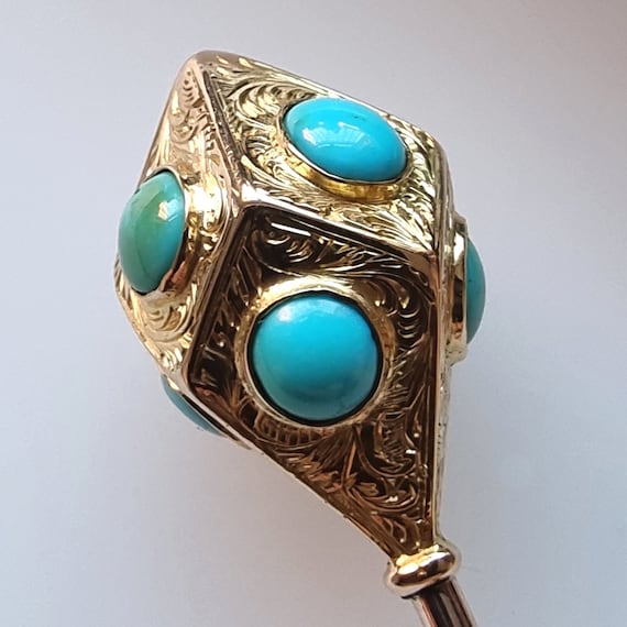 Victorian 15ct Gold Turquoise Tie/Stick Pin - Gem