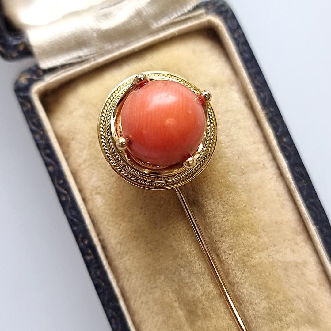 Antique 18ct and 14ct Yellow Gold Coral Tie/stick Pin - Etsy UK