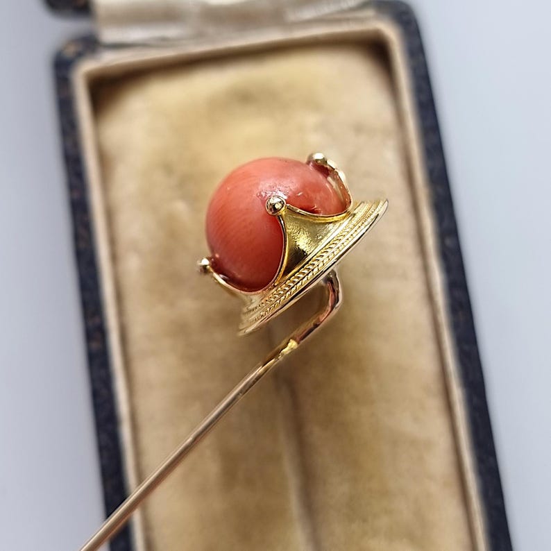 Antique 18ct and 14ct Yellow Gold Coral Tie/stick Pin - Etsy UK
