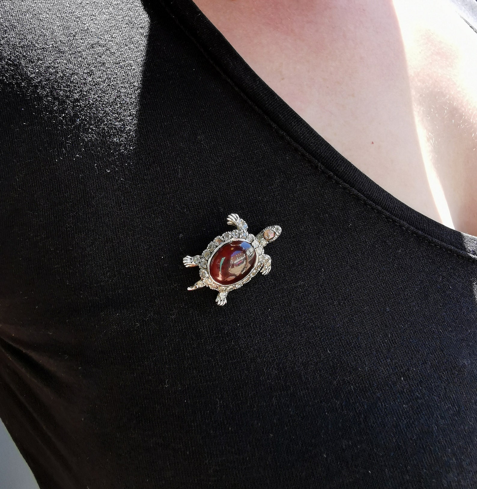 Vintage Gold/silver Garnet & Diamond Tortoise Brooch | Etsy